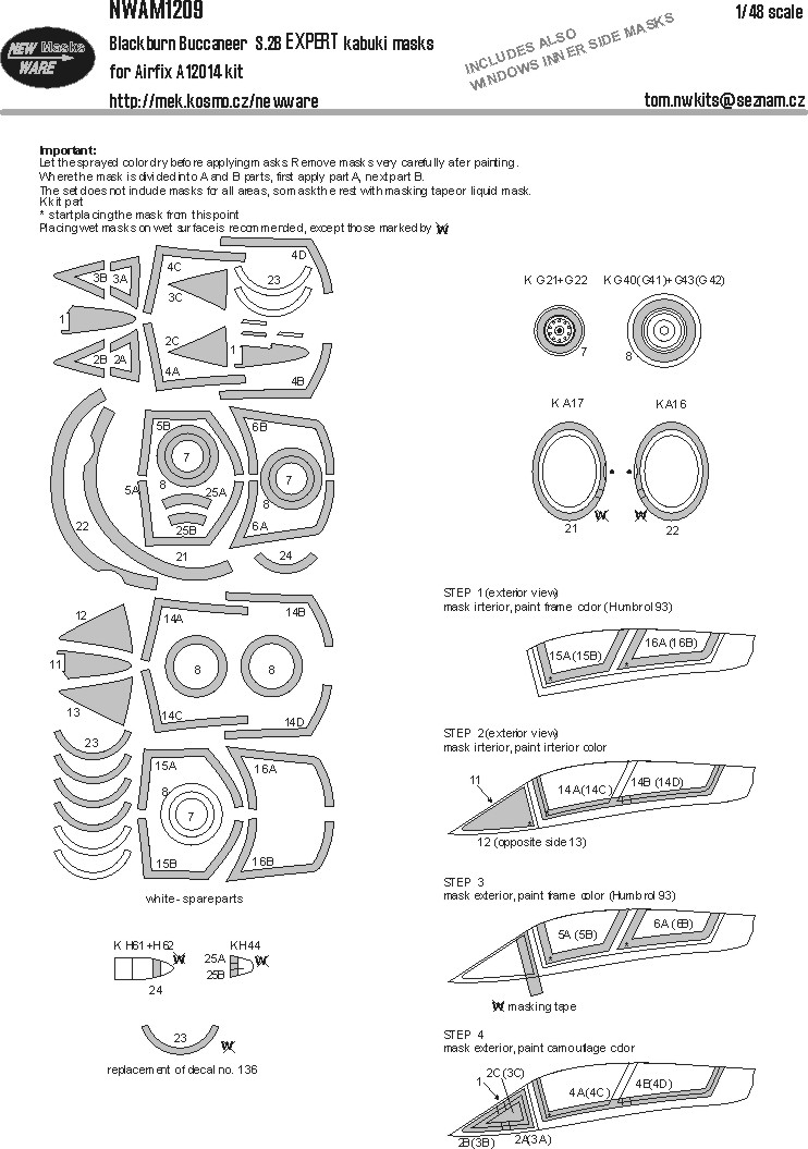 1:48 Blackburn Buccanner S.2B EXPERT kabuki masks | MN modelář