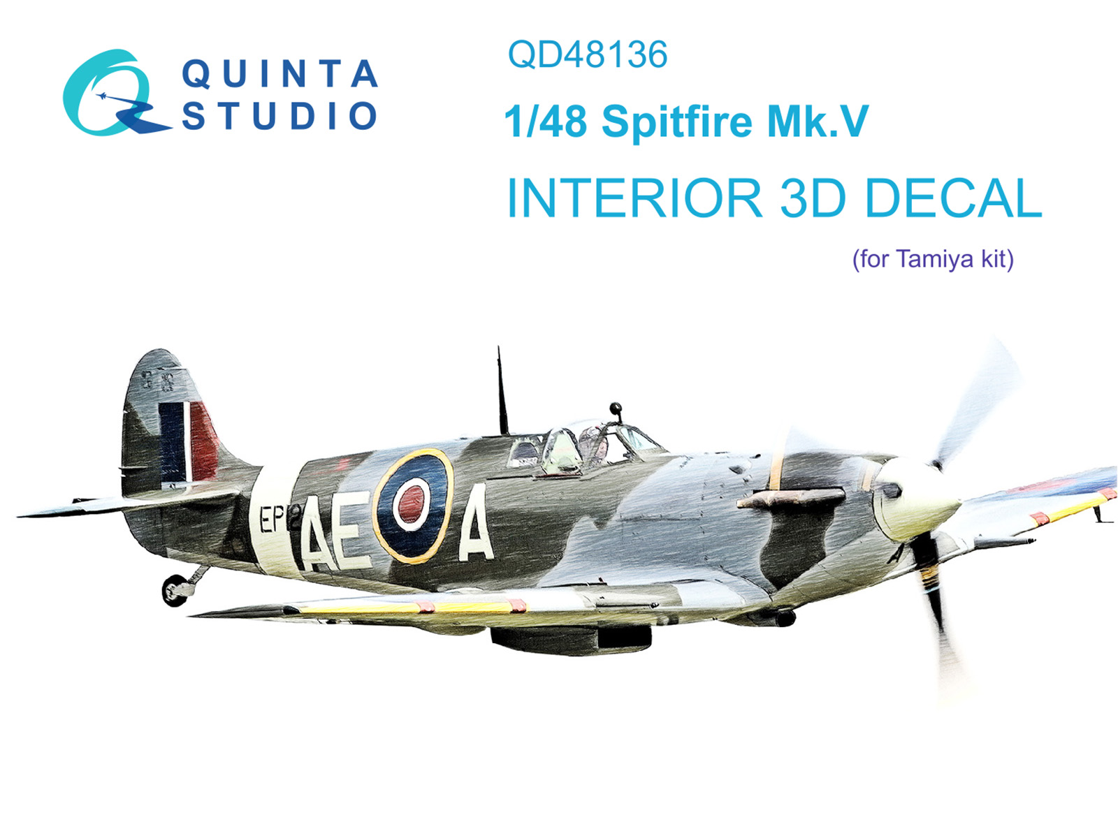 1:48 Spitfire Mk.V 3D-Printed & coloured Interior on decal paper ...