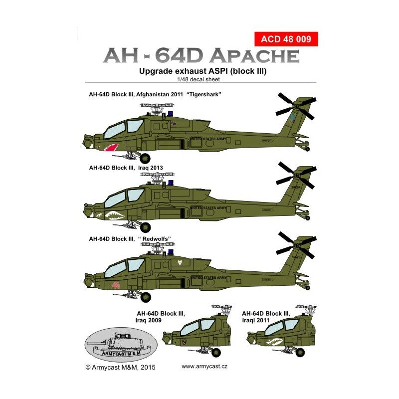 1:48 Hughes AH-64D Apache ASPI exhaust (Block III) decal set | MN modelář