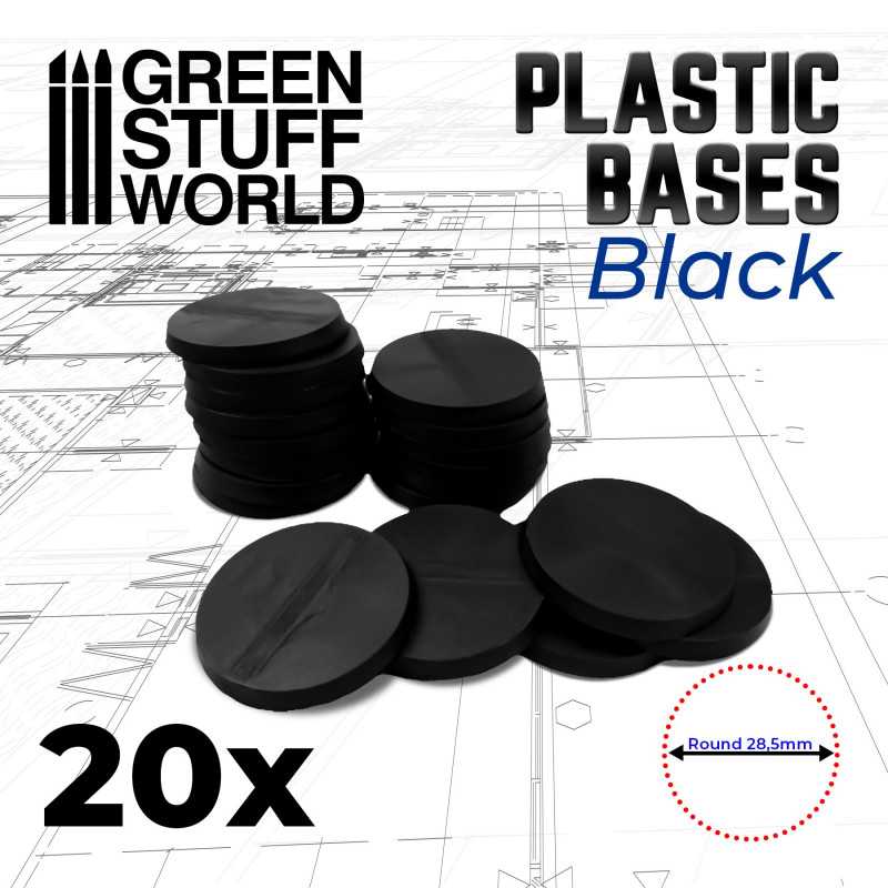 Plastic Bases - Round 28.5mm BLACK | MN modelář