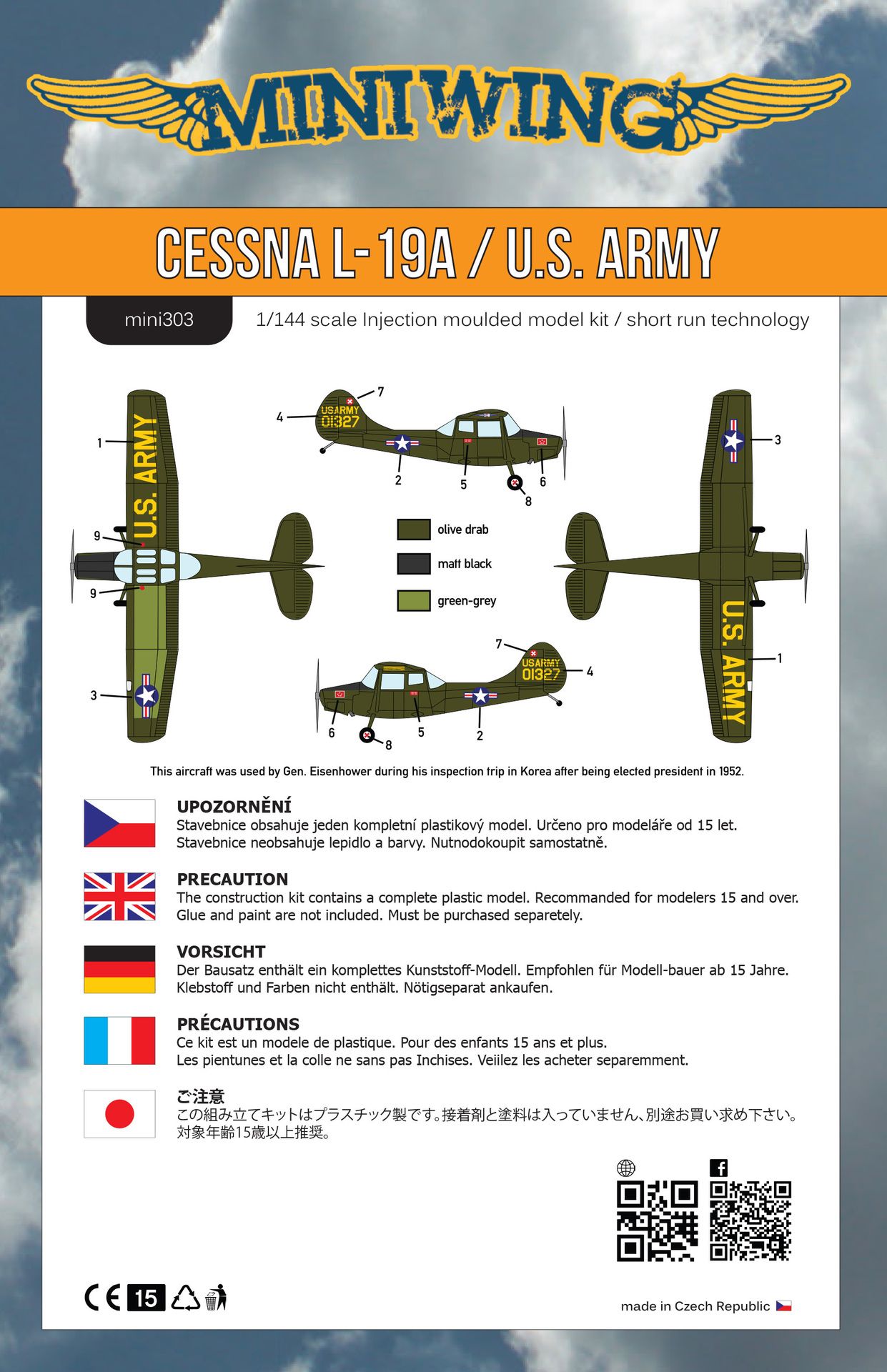 1:144 Cessna L-19A / U.S. ARMY | MN modelář