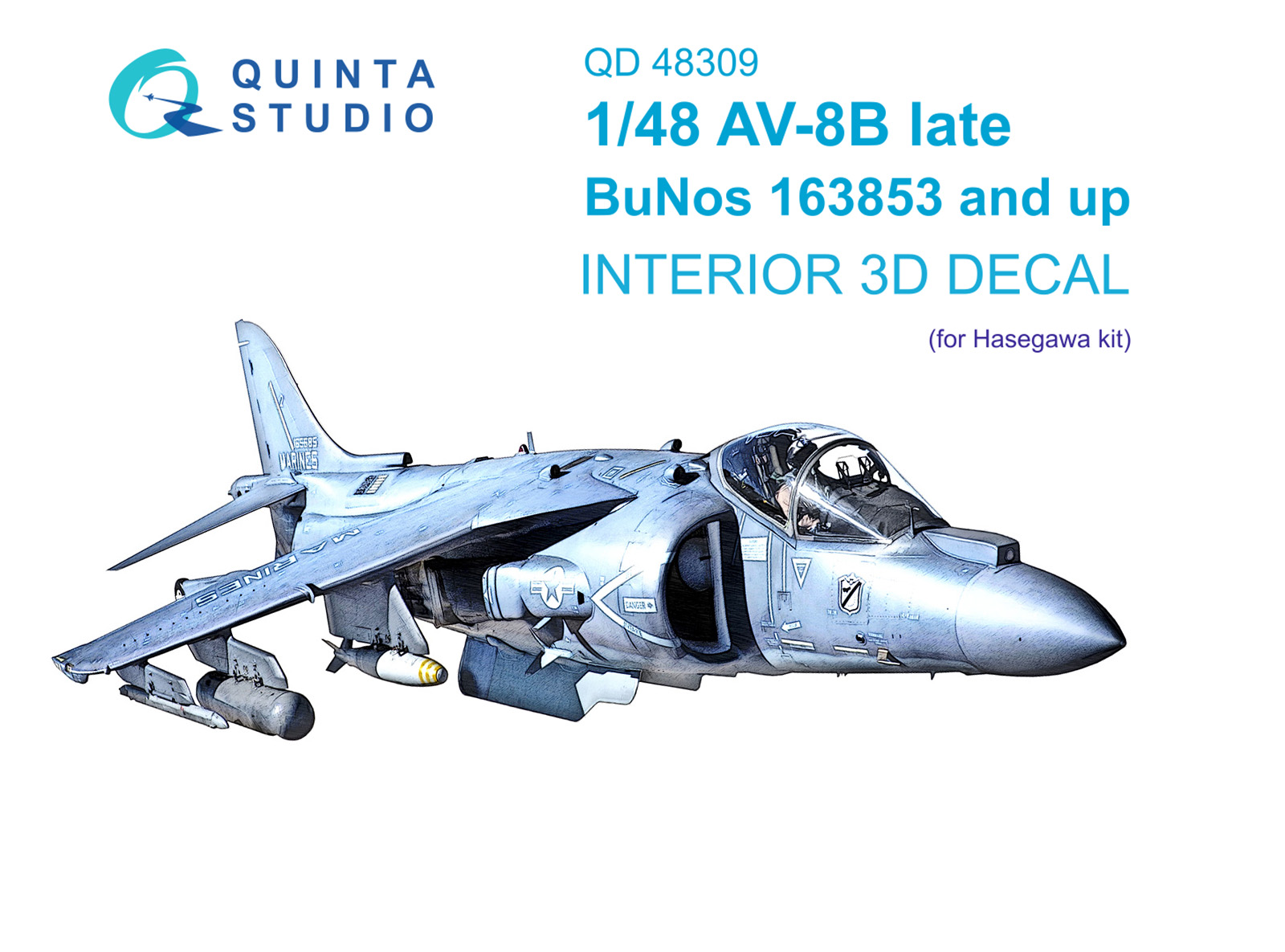 1:48 AV-8B Late 3D-Printed & coloured Interior on decal paper (Hasegawa ...