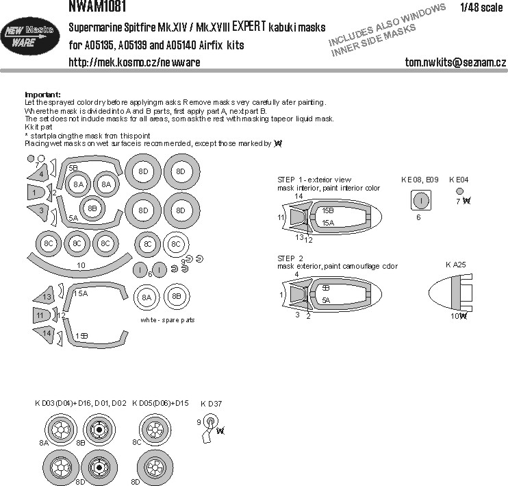 1:48 Supermarine Spitfire Mk.XIV / Mk.XVIII EXPERT kabuki masks | MN ...