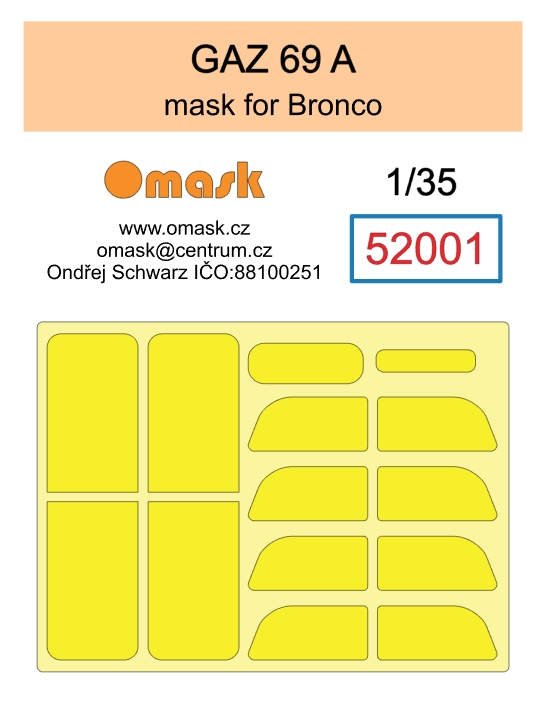 1:35 GAZ 69 A mask (for Bronco) | MN modelář