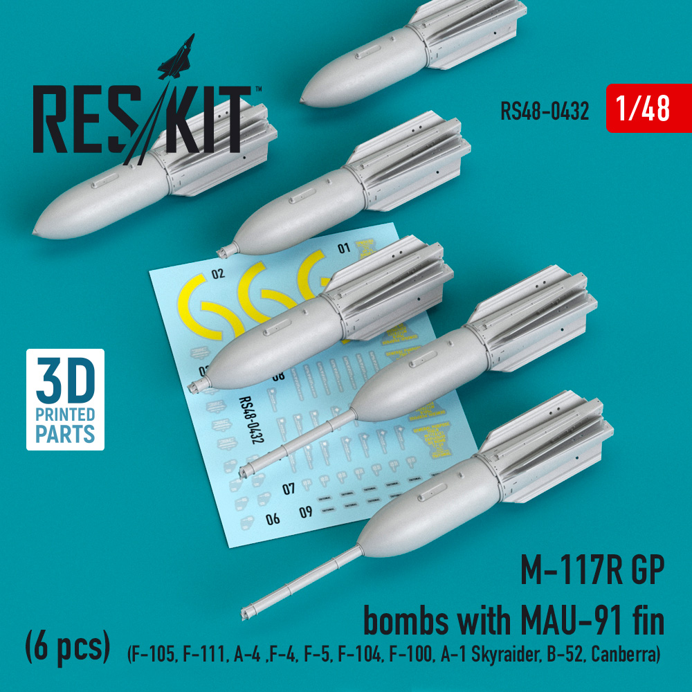 1:48 M-117R GP bombs with MAU-91 fin (6 pcs) (F-105,F-111, A-4 ,F-4, F ...