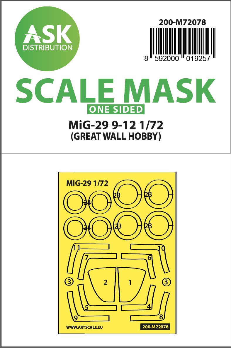 1:72 Mig-29 9-12 one-sided express mask incl. the rubber mask for Great ...