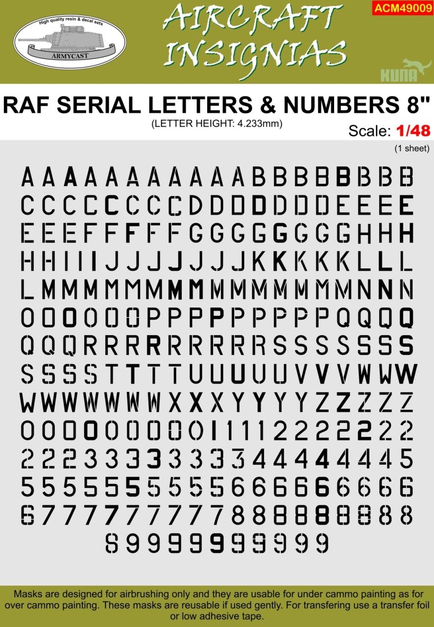 1:48 RAF SERIAL LETTERS & NUMBERS 8 | MN modelář