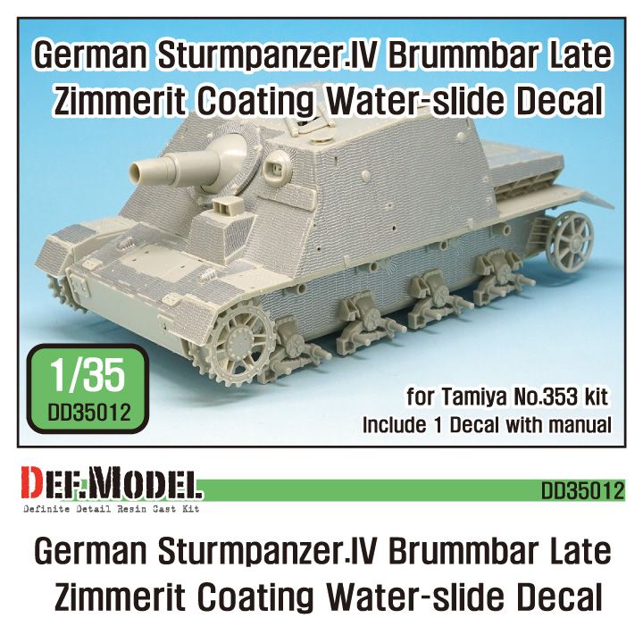 1:35 Sturmpanzer.IV Brummbar late Zimmerit Decal set | MN modelář
