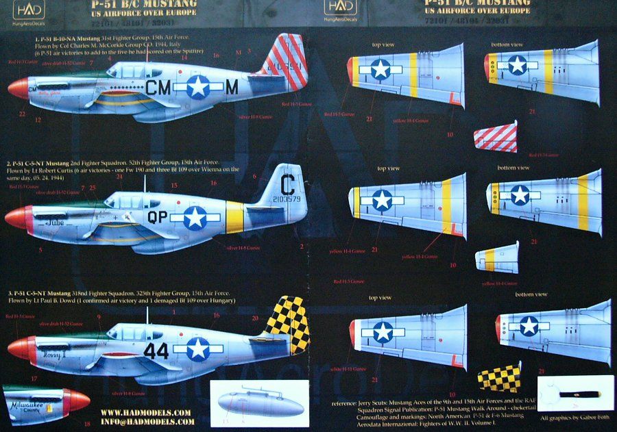 1:48 Decal P-51 B/C Mustang (USAF over Europe) | MN modelář