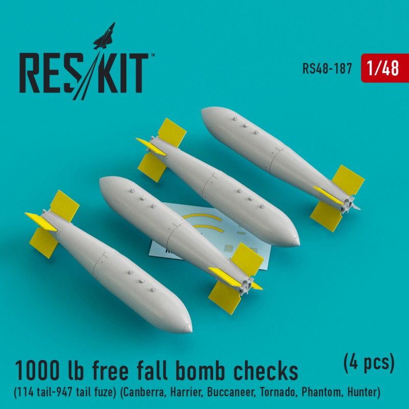 1:48 1000 lb free fall bomb checks (114 tail-947 tail fuze) (4 pcs ...