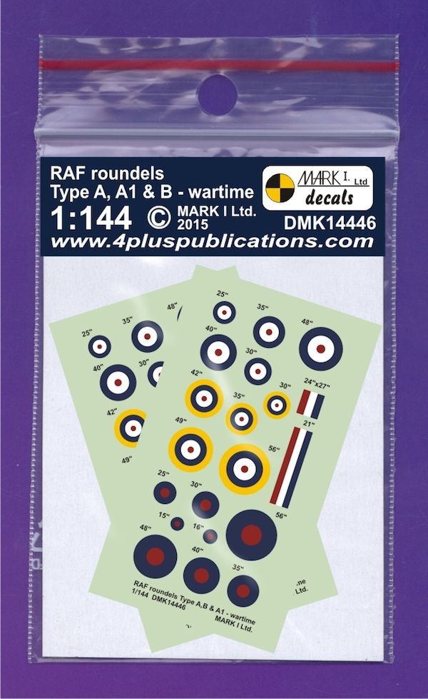 1:144 RAF WWII roundels Type A, A1, B, 2 sets | MN modelář