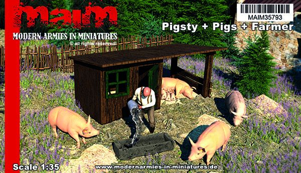 1:35 Pigsty + 4 Pigs + Farmer | MN modelář