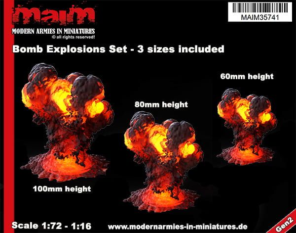 Bomb Explosions Set - 3 different Sizes / Uniscale | MN modelář