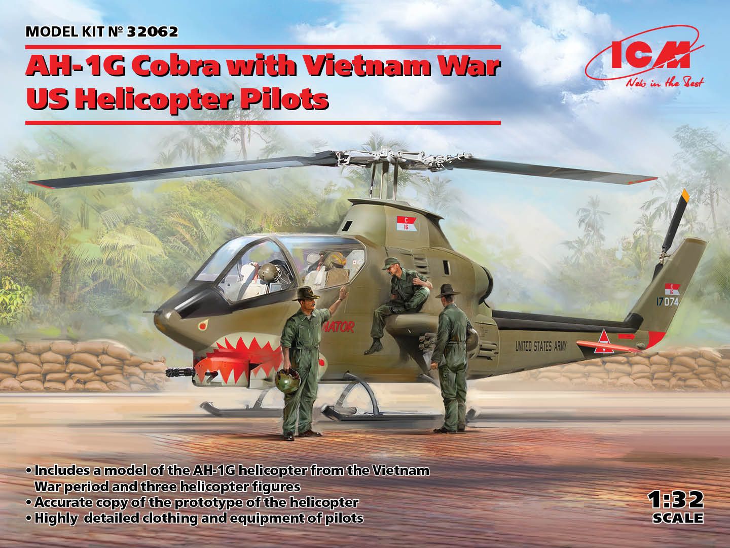 1:32 AH-1G Cobra with Vietnam War US Helicopter Pilots | MN modelář