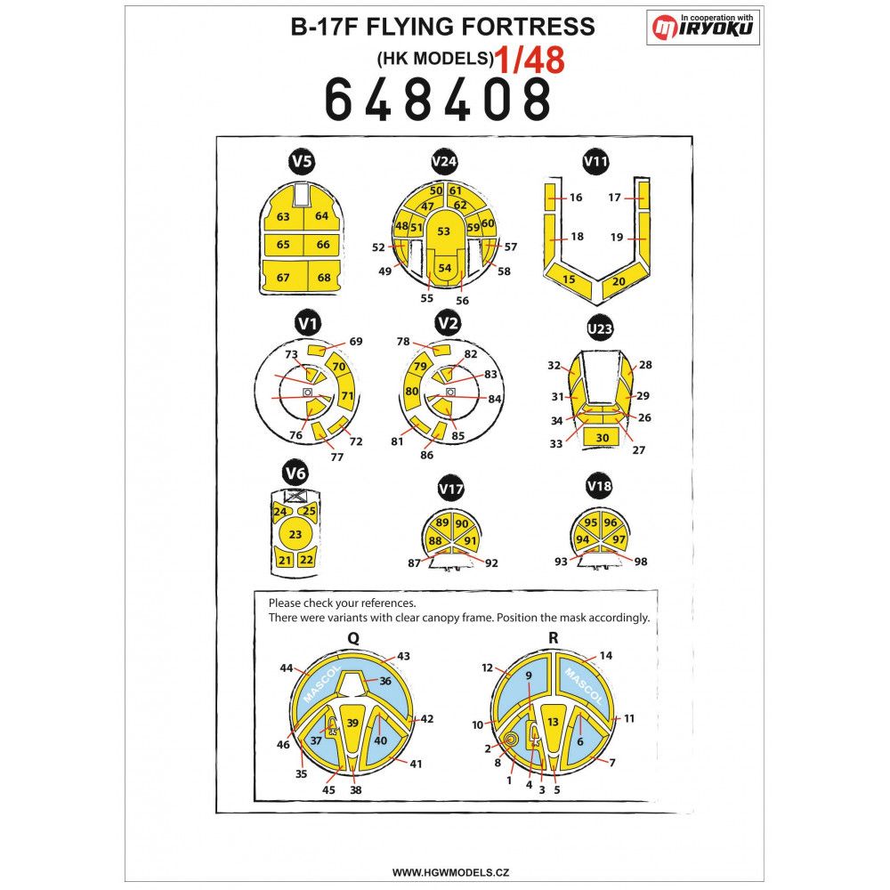 1:48 B17F FLYING FORTRESS - MASKS | MN modelář